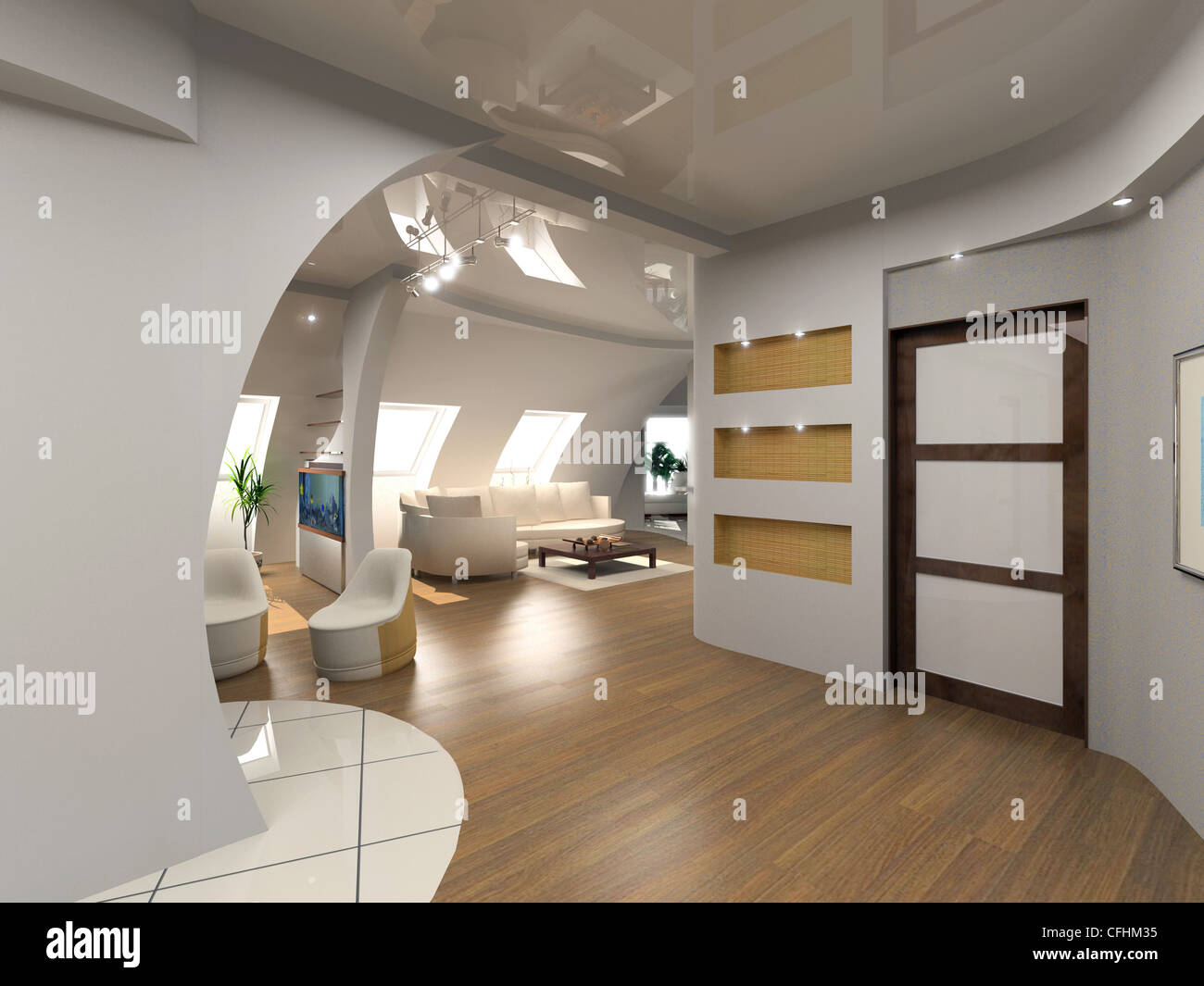 modern interior design (computer generated image 3D Stock Photo - Alamy