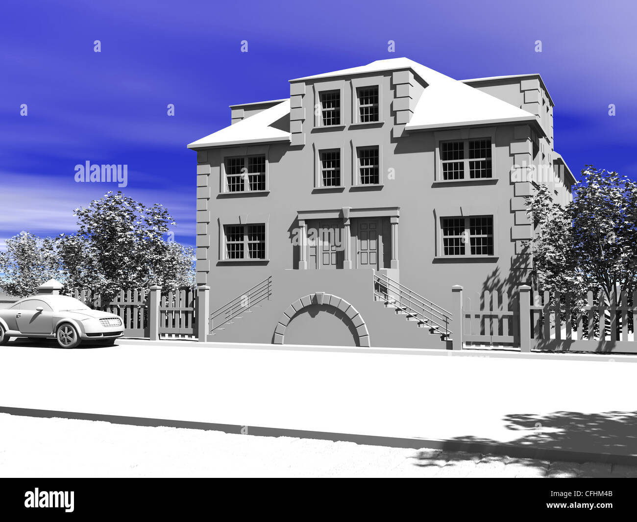 modern luxury blank house 3D exterior Stock Photo - Alamy