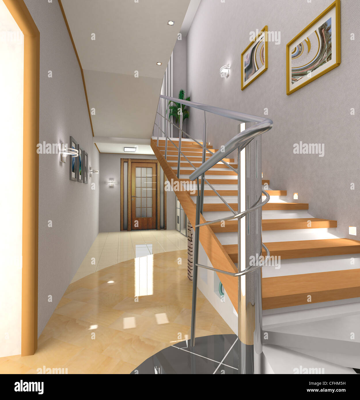 modern interior with stair Stock Photo - Alamy
