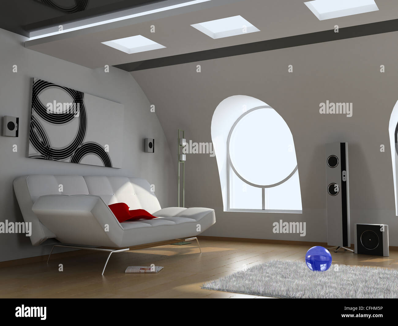 Modern loft with open window Stock Photo - Alamy