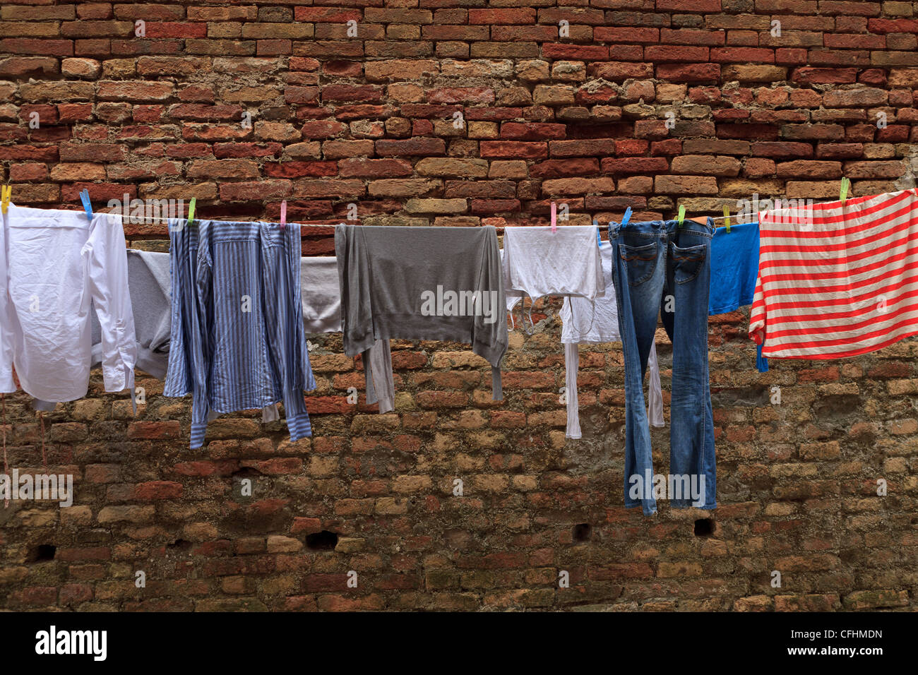 Clothes on a Line Stock Photo - Alamy