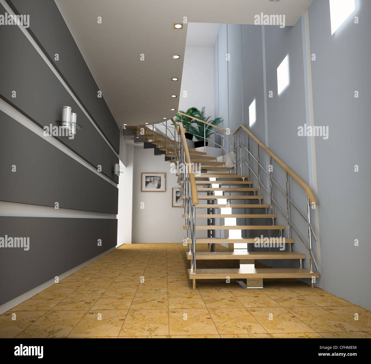 modern interior with stair Stock Photo - Alamy