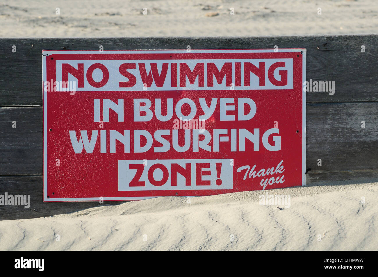 Waning sign for windsurfing area West Wittering Stock Photo - Alamy