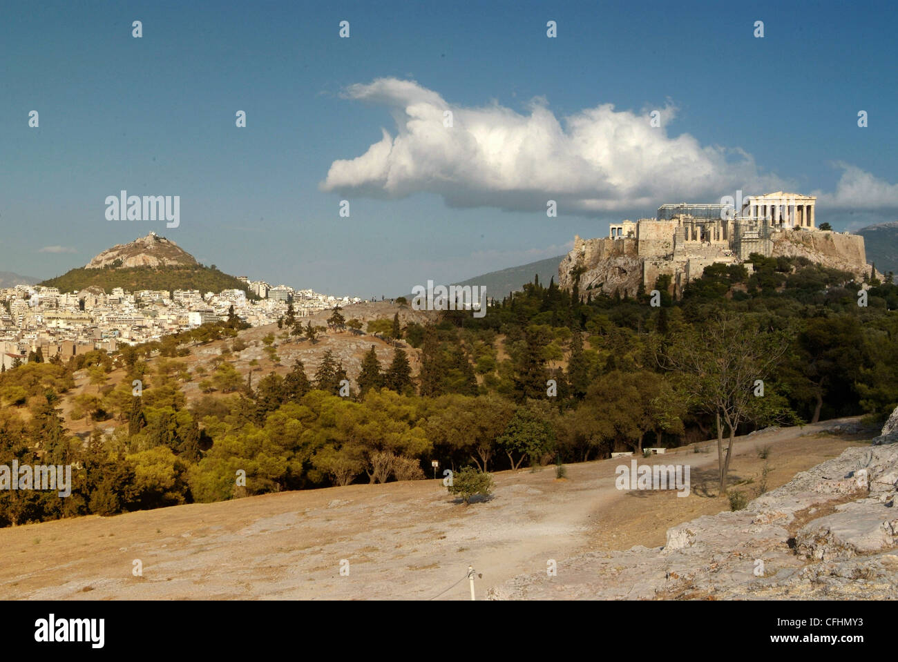 GREECE Athens Filopappou Hill View to the Acropolis Stock Photo - Alamy
