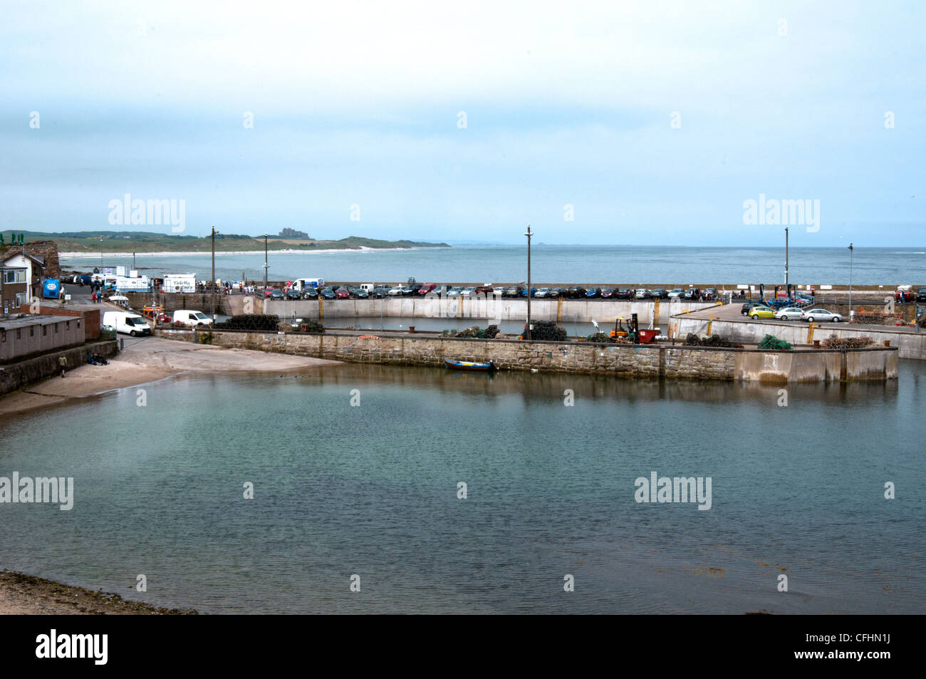seahouses harbour and car park Stock Photo - Alamy