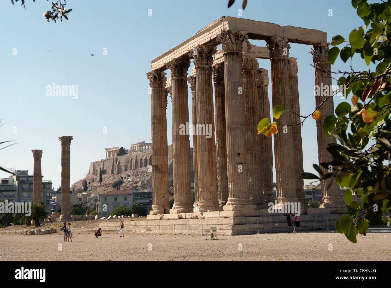 GREECE Athens Temple of Olympian Zeus. Acropolis in background Stock ...