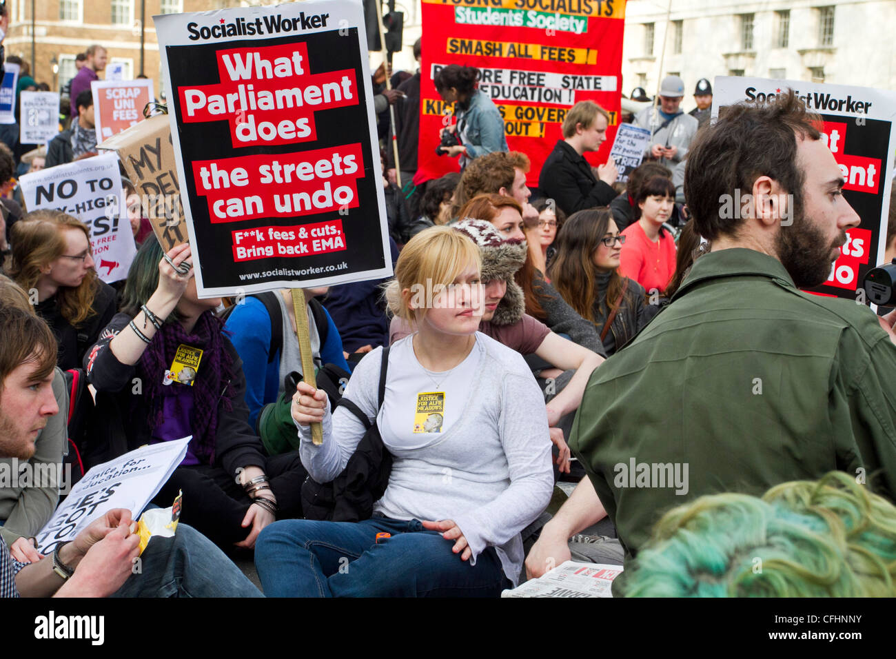 London, UK. 14/03/12.Students protest through London streets against ...
