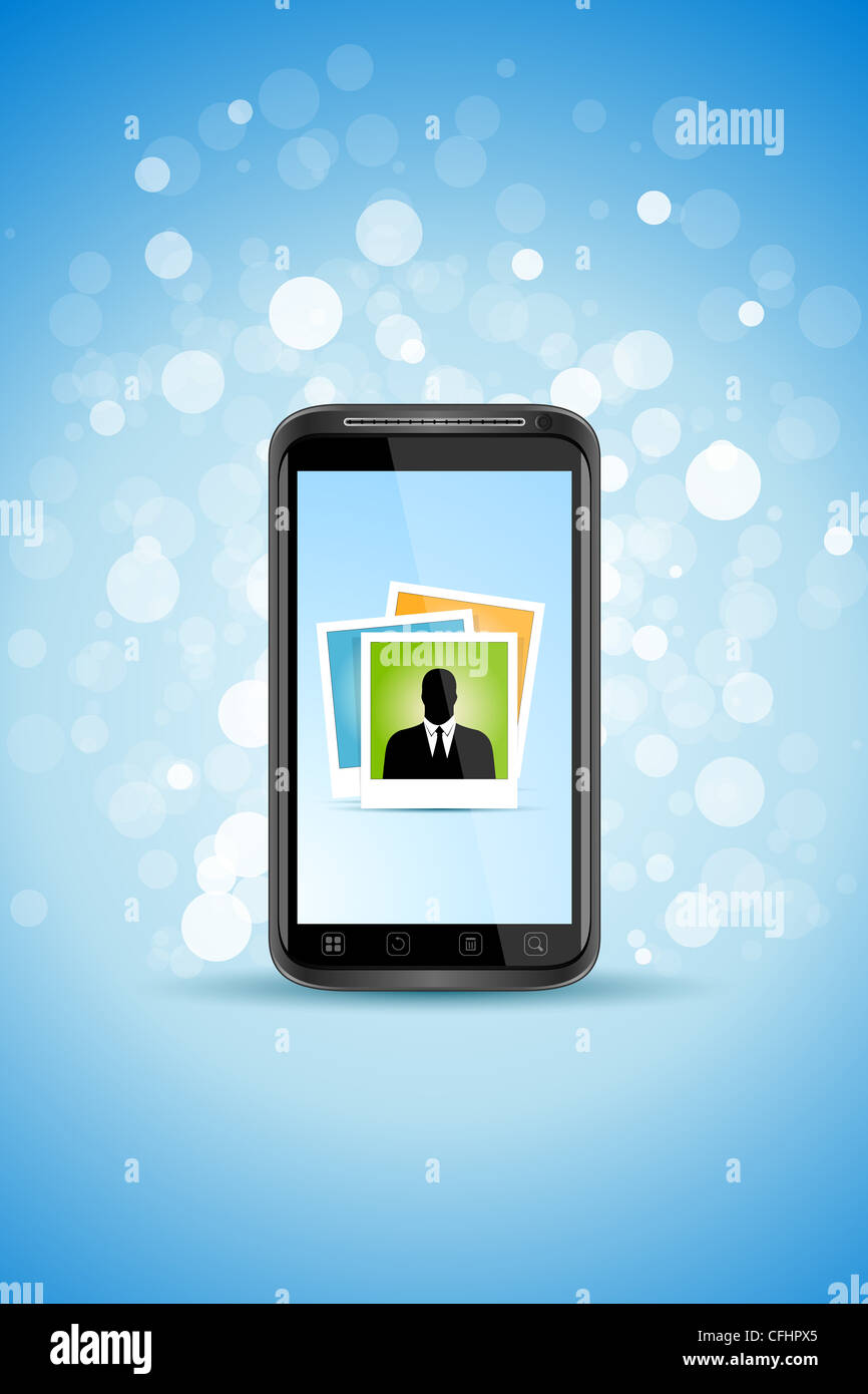 Blue Business Background with Moden Smartphone and Sparkles Stock Photo ...