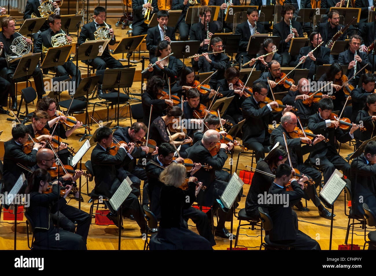 Paris, France, Large Crowd people, High Angle, North Korean Symphony ...