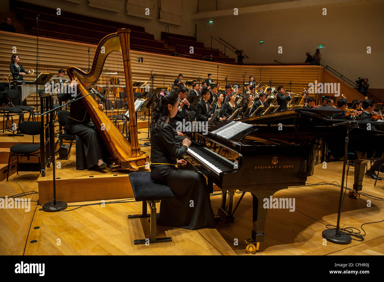 Paris, France, North Korean Symphony Orchestra "the Unhasu Orchestra ...