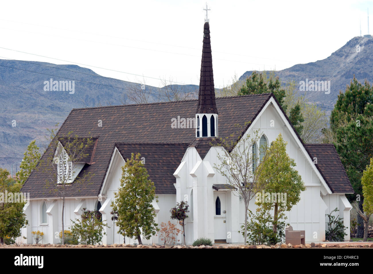 Small old catholic church in desert mountains Stock Photo - Alamy