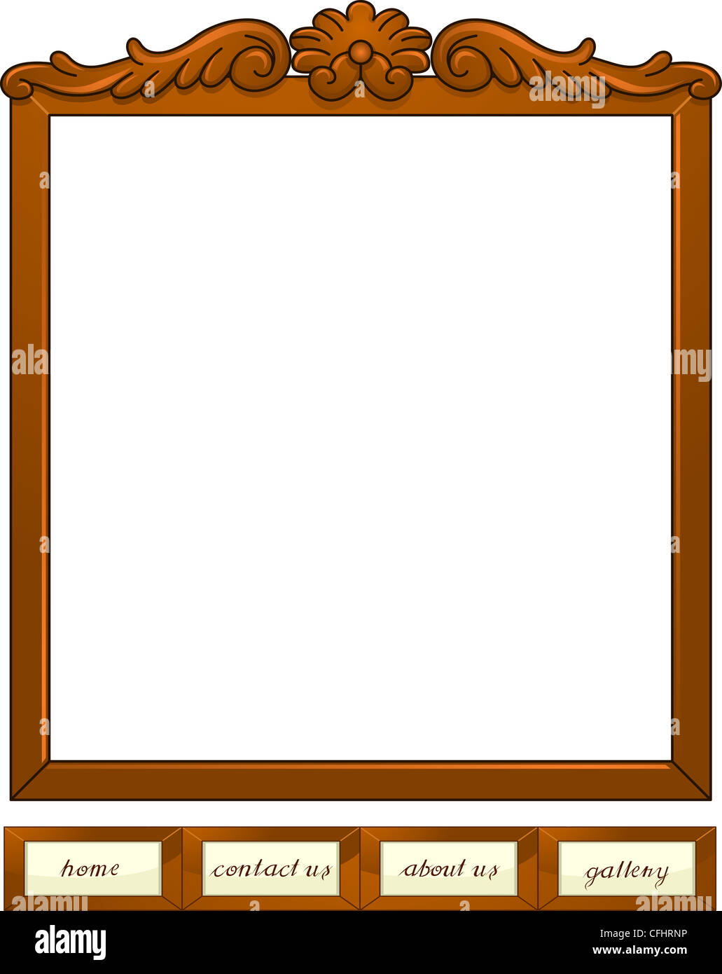 Illustration of Web Buttons with a Wooden Frame Design Stock Photo - Alamy