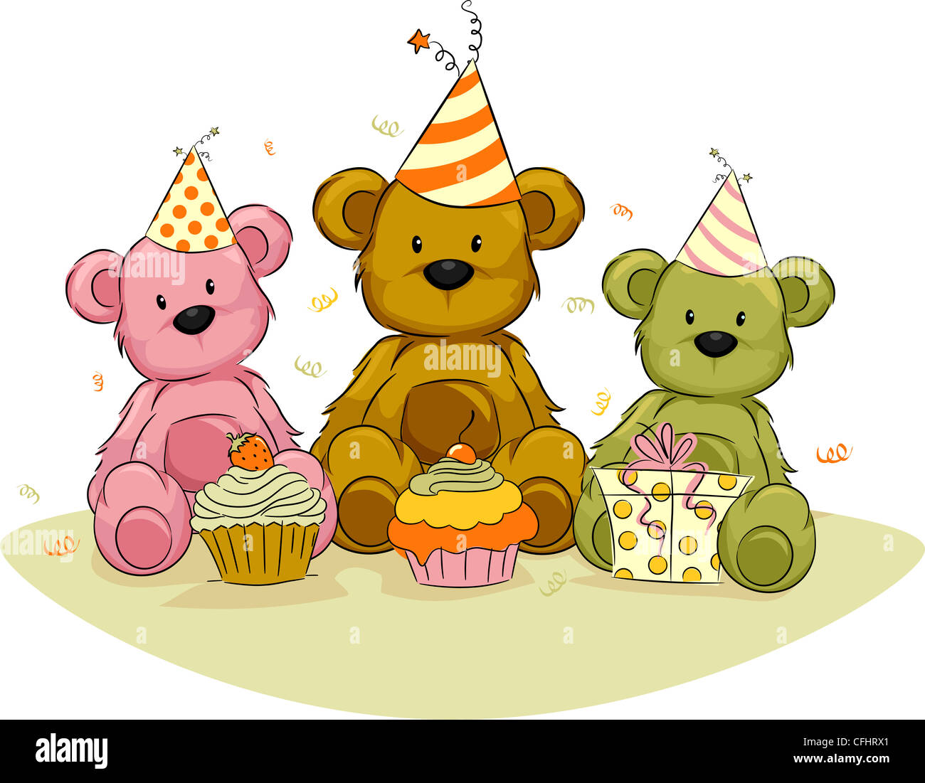 Illustration of Toy Bears Celebrating Their Birthdays Stock Photo - Alamy
