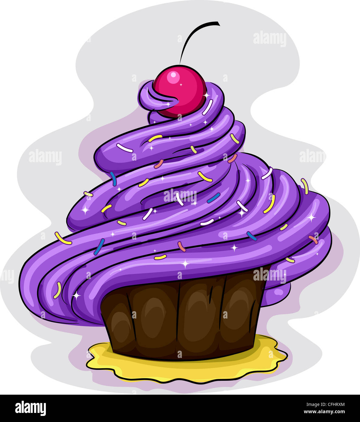Illustration of a Cake Covered with Icing Stock Photo - Alamy