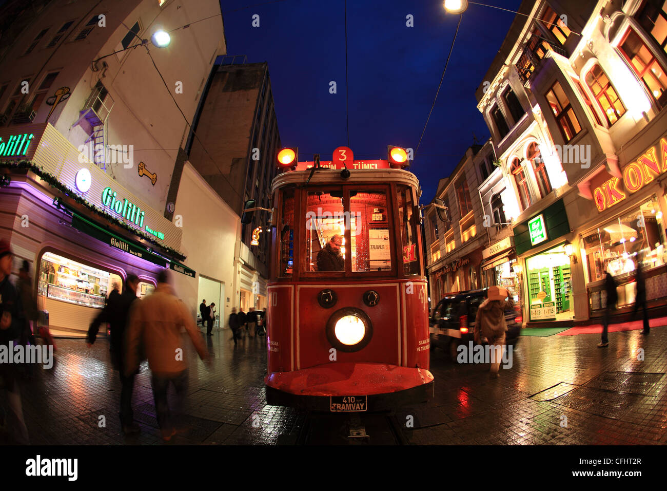 Night view of the Istanbul City with red tramp, Turkey Stock Photo - Alamy