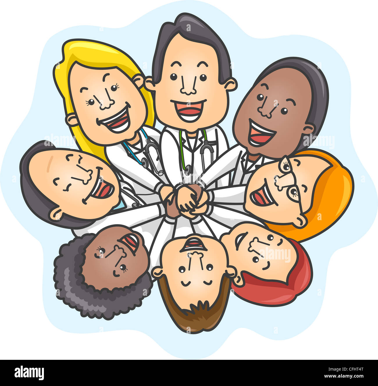 Illustration of a Team of Doctors Demonstrating Unity Stock Photo - Alamy