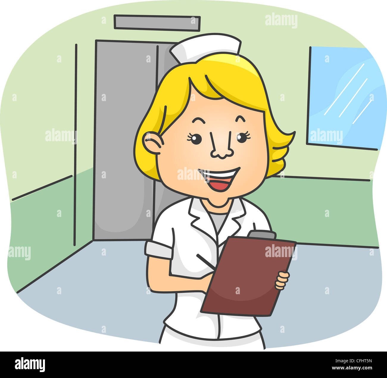 Illustration of a Female Nurse Making Some Notes Stock Photo - Alamy