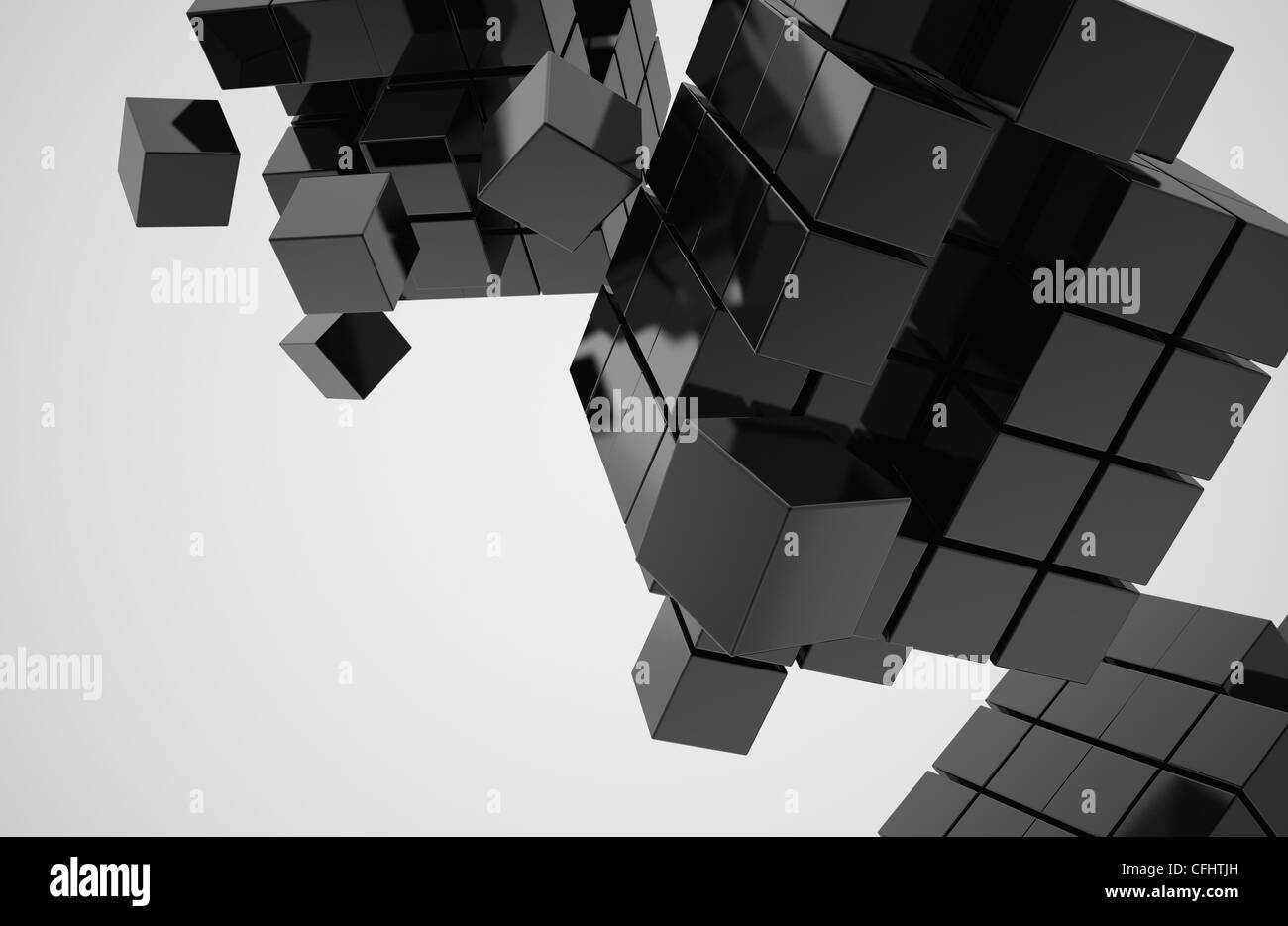 The breaking black cubes with white background Stock Photo - Alamy