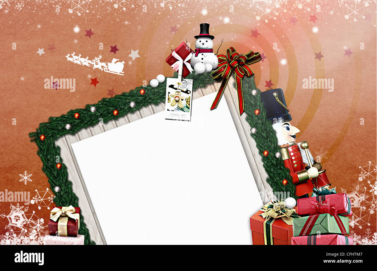 The square tree frame with Christmas decorations around Stock Photo - Alamy