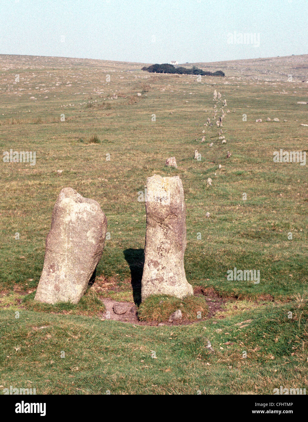 Merrivale, Dartmoor - Stone Rows Stock Photo - Alamy