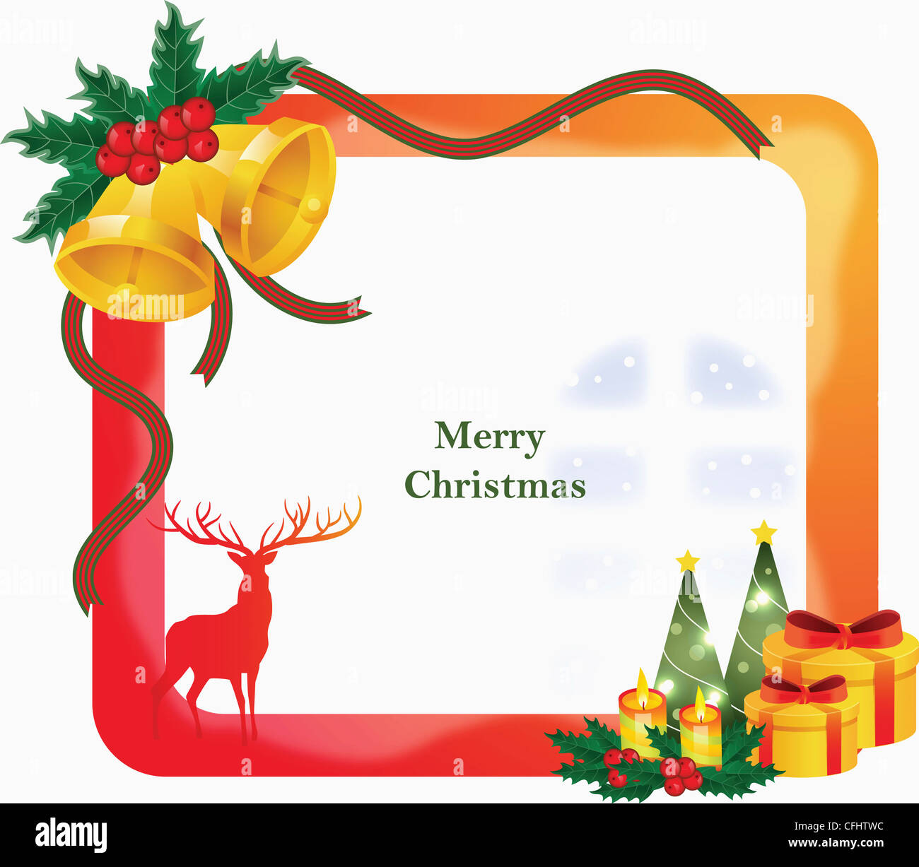 The orange and red frame and Christmas decoration Stock Photo - Alamy