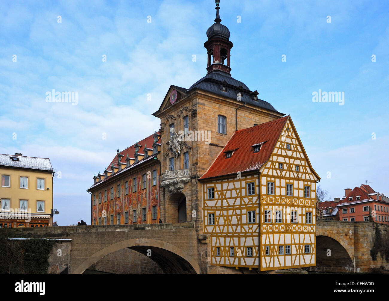 Altes Rathaus (former city hall) over the River Regnitz, Bamberg ...