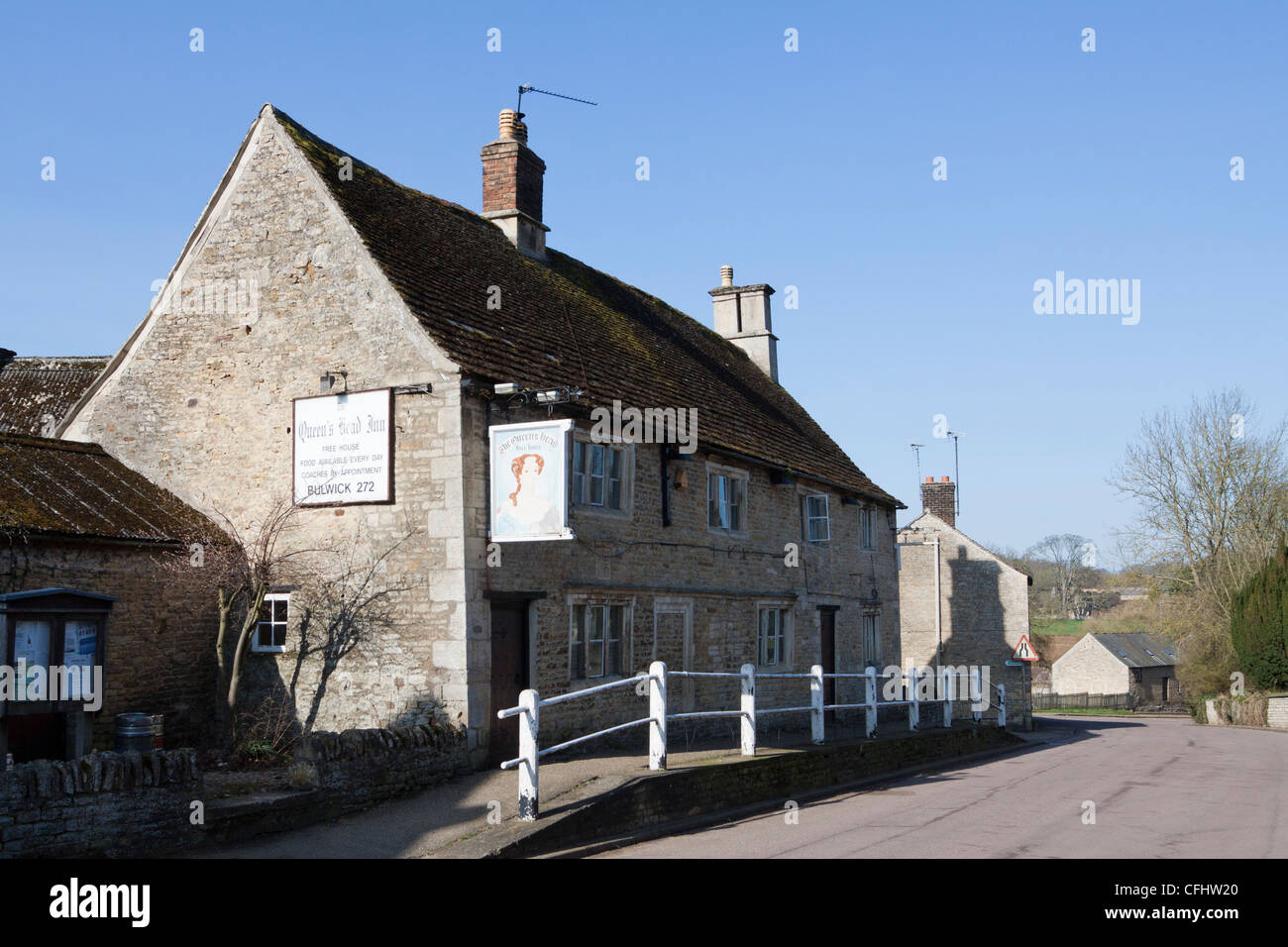 The Queens Head public house, Bulwick, Northamptonshire, England, UK ...