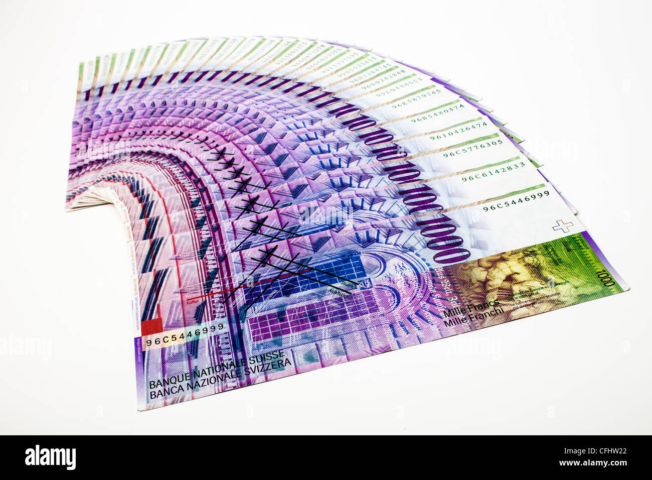 Swiss banknotes, several thousand of Swiss Francs, cash, paper money ...