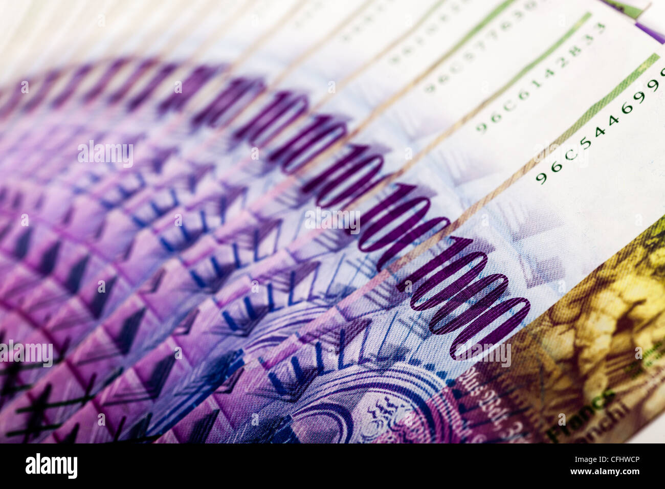 Swiss banknotes, several thousand of Swiss Francs, cash, paper money ...