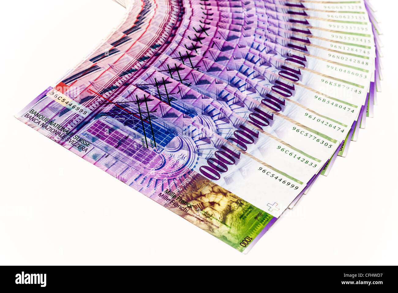 Swiss banknotes, several thousand of Swiss Francs, cash, paper money ...