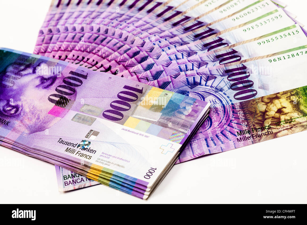 Swiss banknotes, several thousand of Swiss Francs, cash, paper money ...