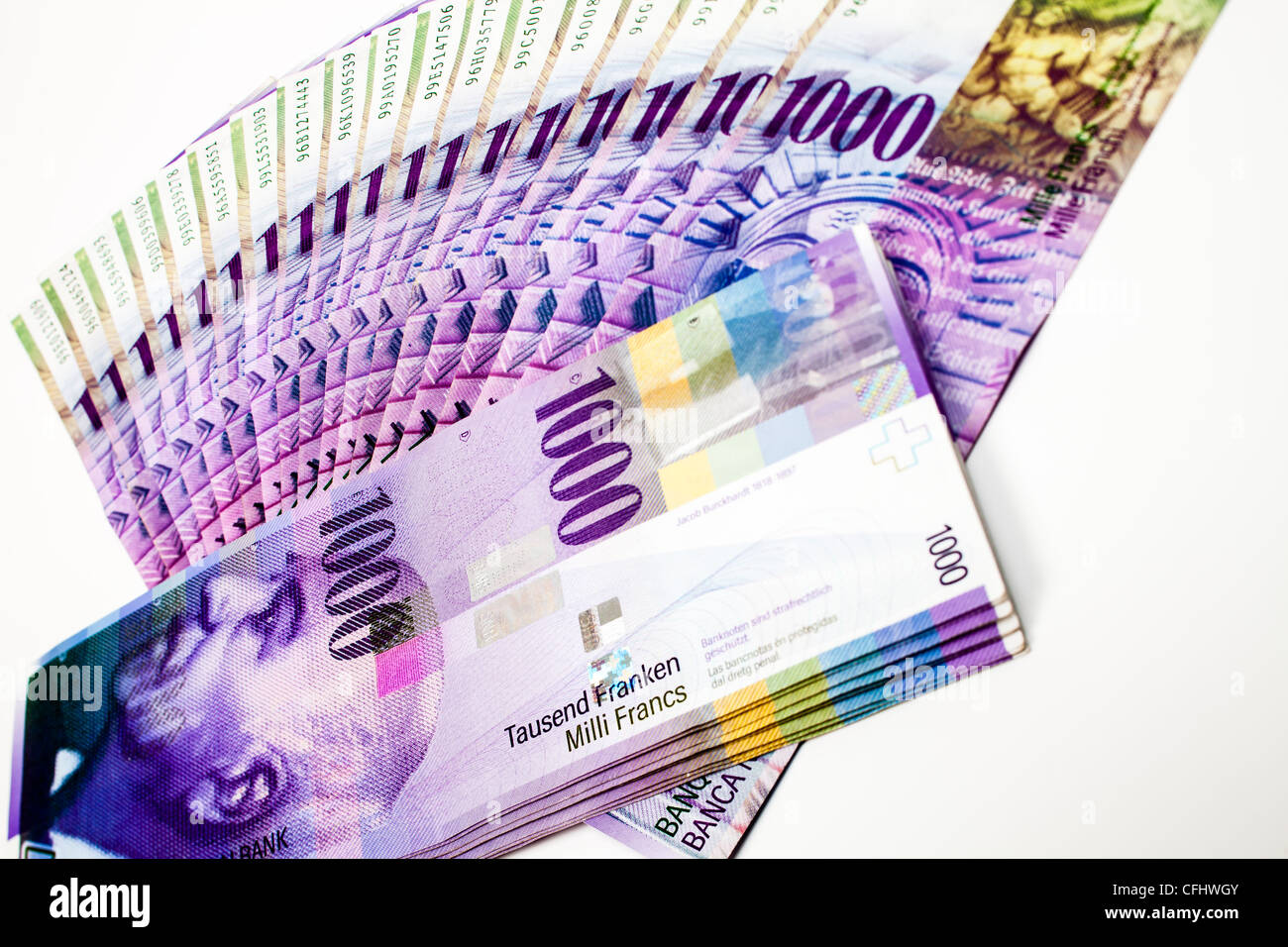 Swiss banknotes, several thousand of Swiss Francs, cash, paper money ...