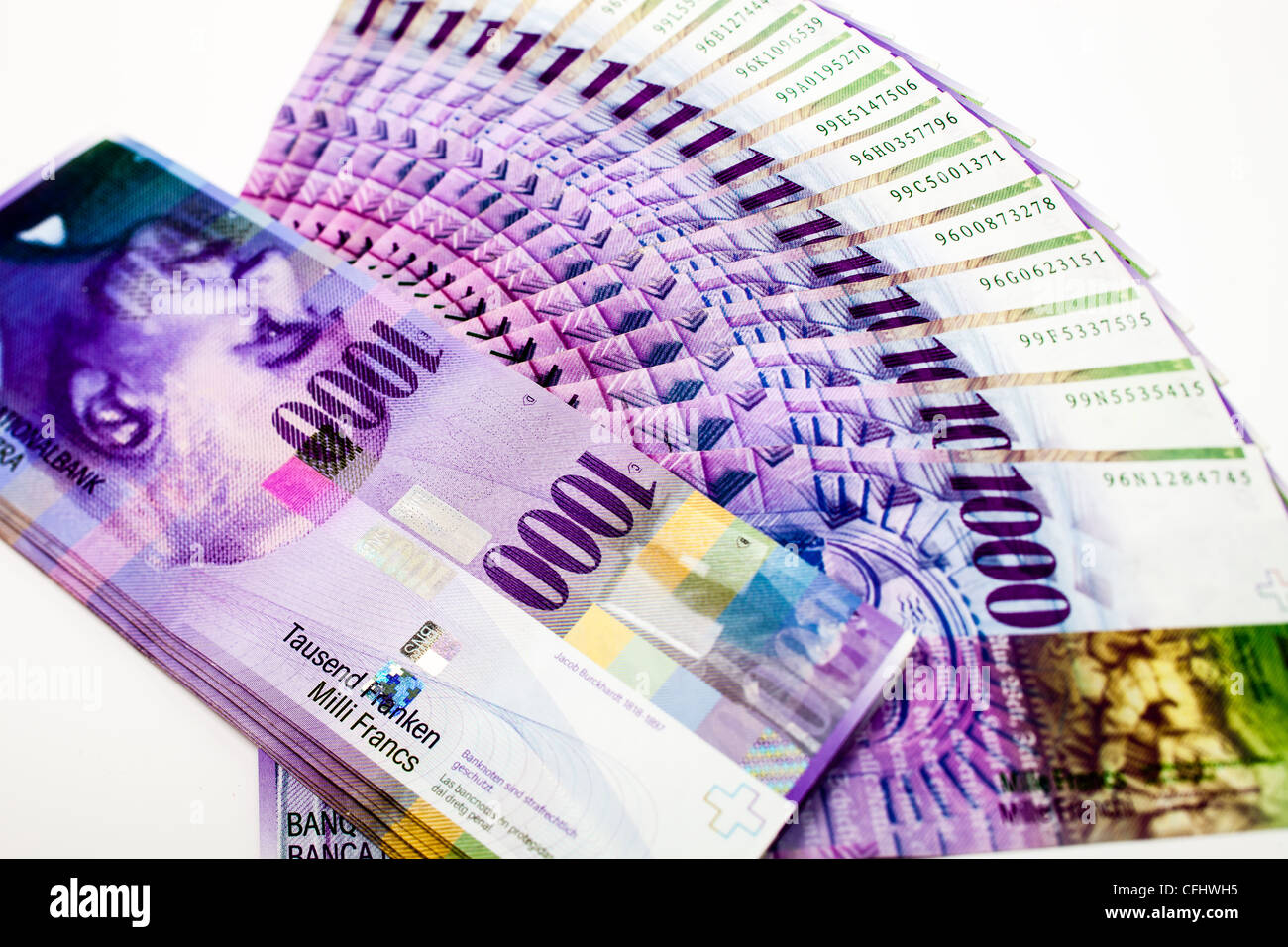 Swiss banknotes, several thousand of Swiss Francs, cash, paper money ...