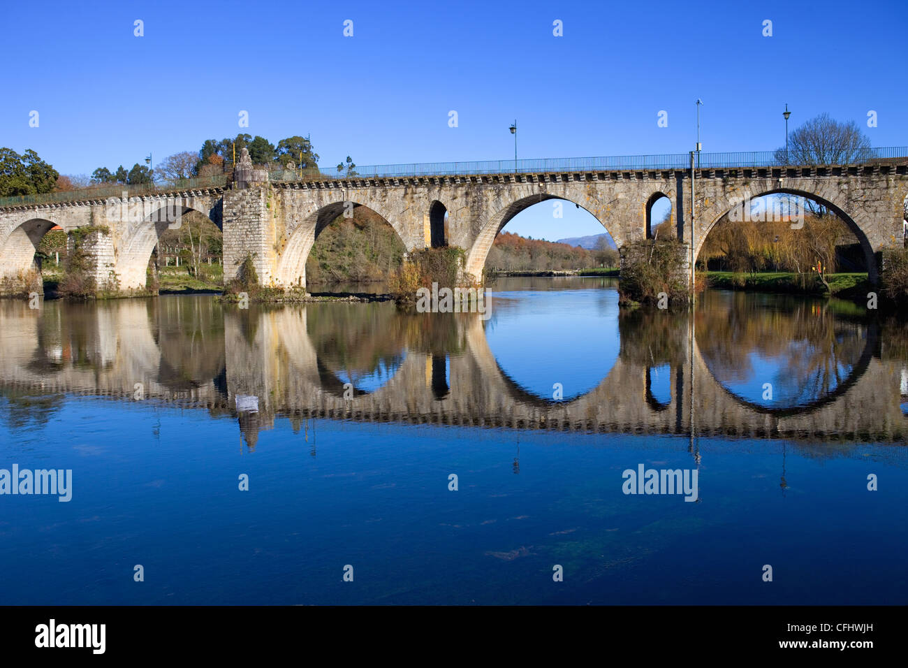 ancient roman bridge of Ponte da Barca in the north of portugal Stock ...