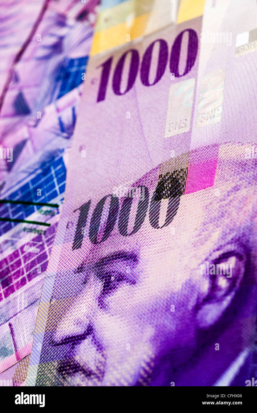 Swiss banknotes, several thousand of Swiss Francs, cash, paper money ...