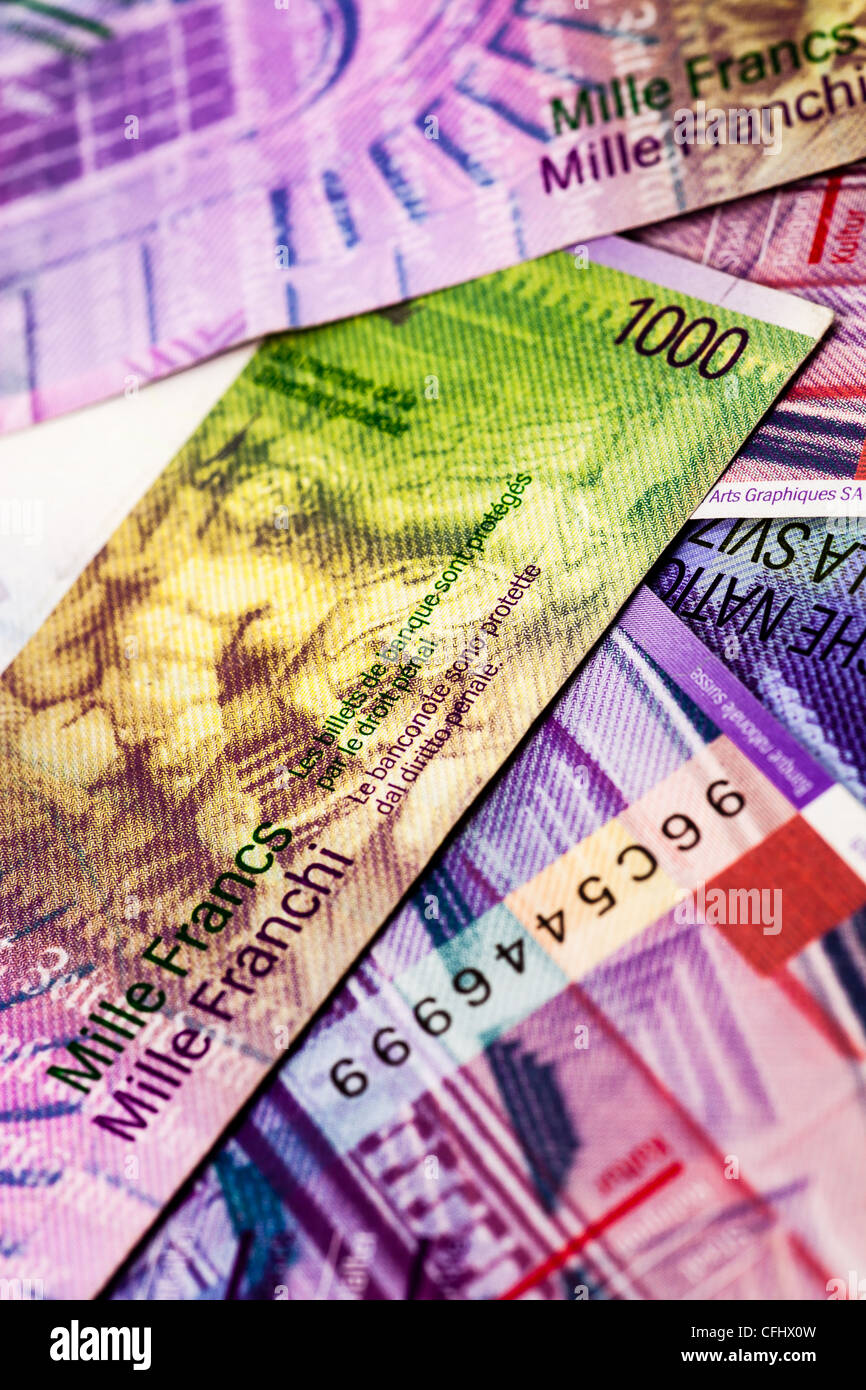 Swiss banknotes, several thousand of Swiss Francs, cash, paper money ...