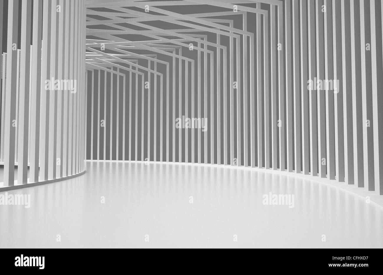 The white hallway with the vertical structure around Stock Photo - Alamy
