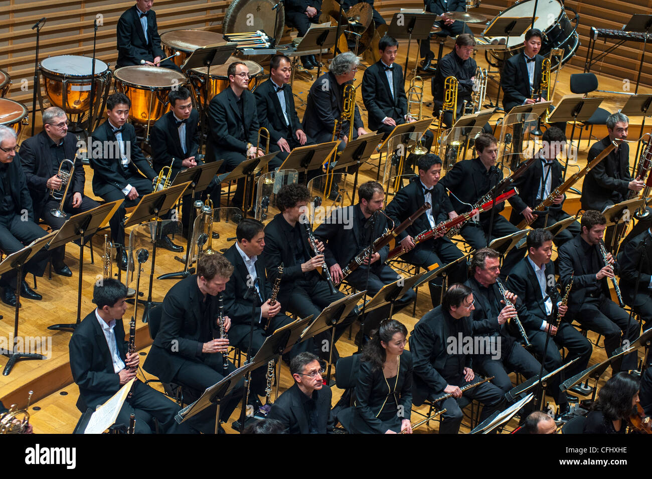 Paris, France, Large Crowd People, From Above, North Korean Symphony ...