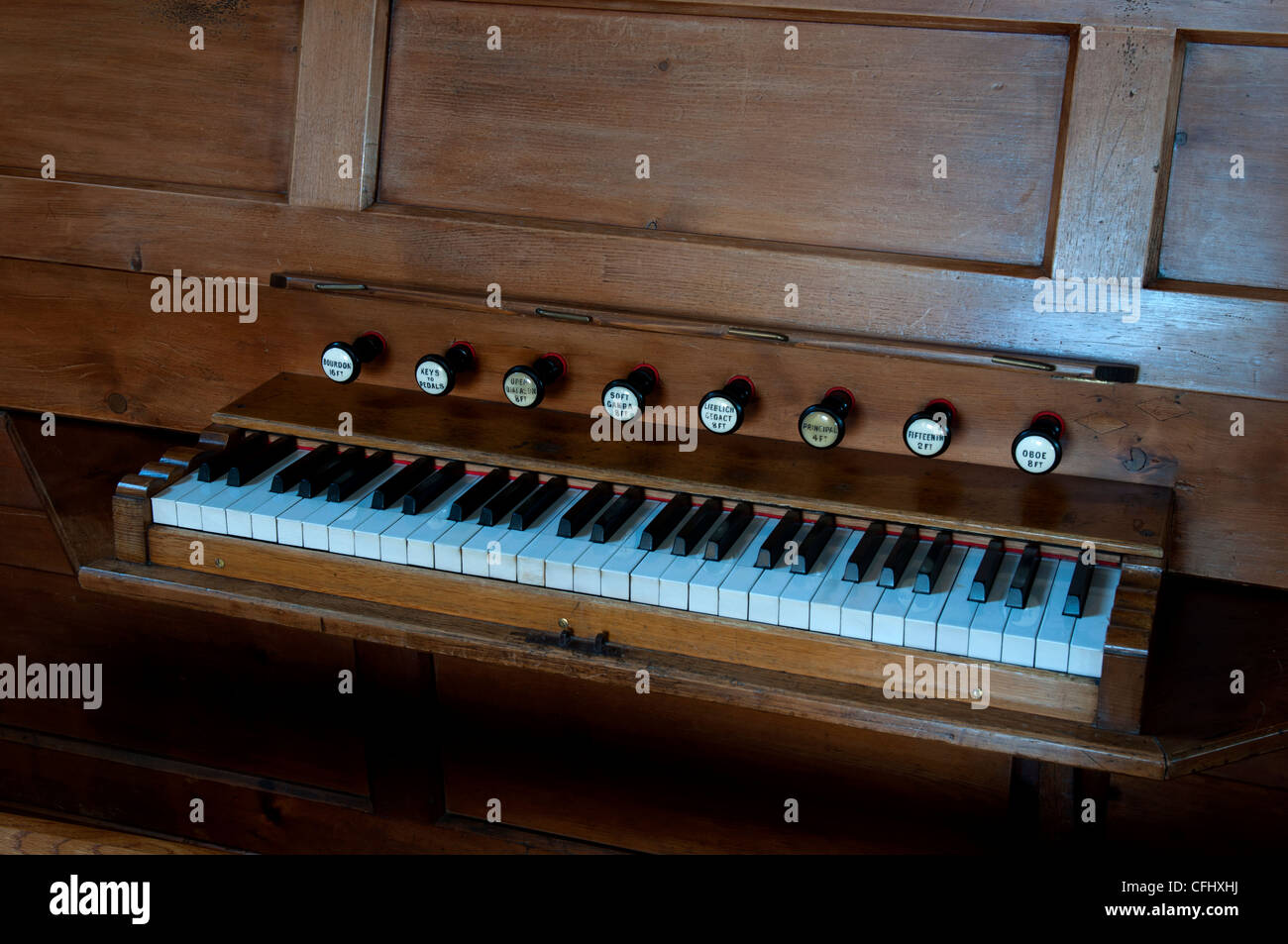 The organ, St. Mary`s Church, Wappenham, Northamptonshire, England, UK ...