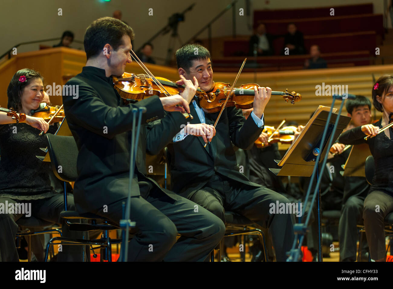Paris, France, North Korean Symphony Orchestra "the Unhasu Orchestra ...