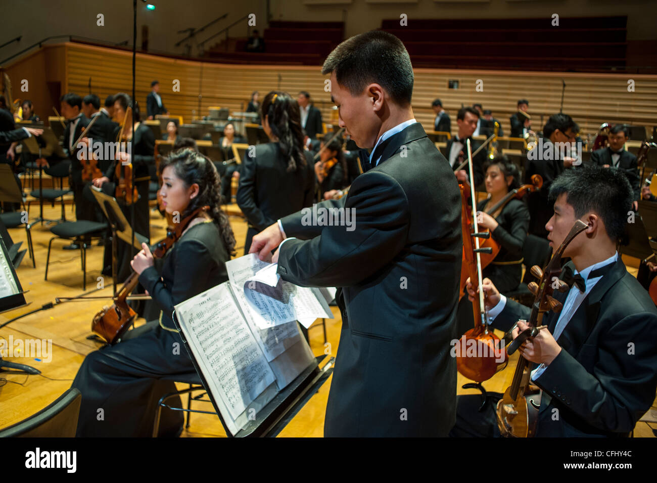 Professional philharmonic orchestra playing together hi-res stock ...