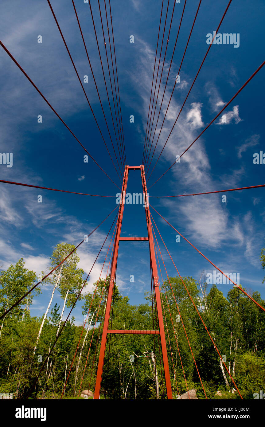 A perspective view of the pedestrian, cable-stay Whiteshell River ...