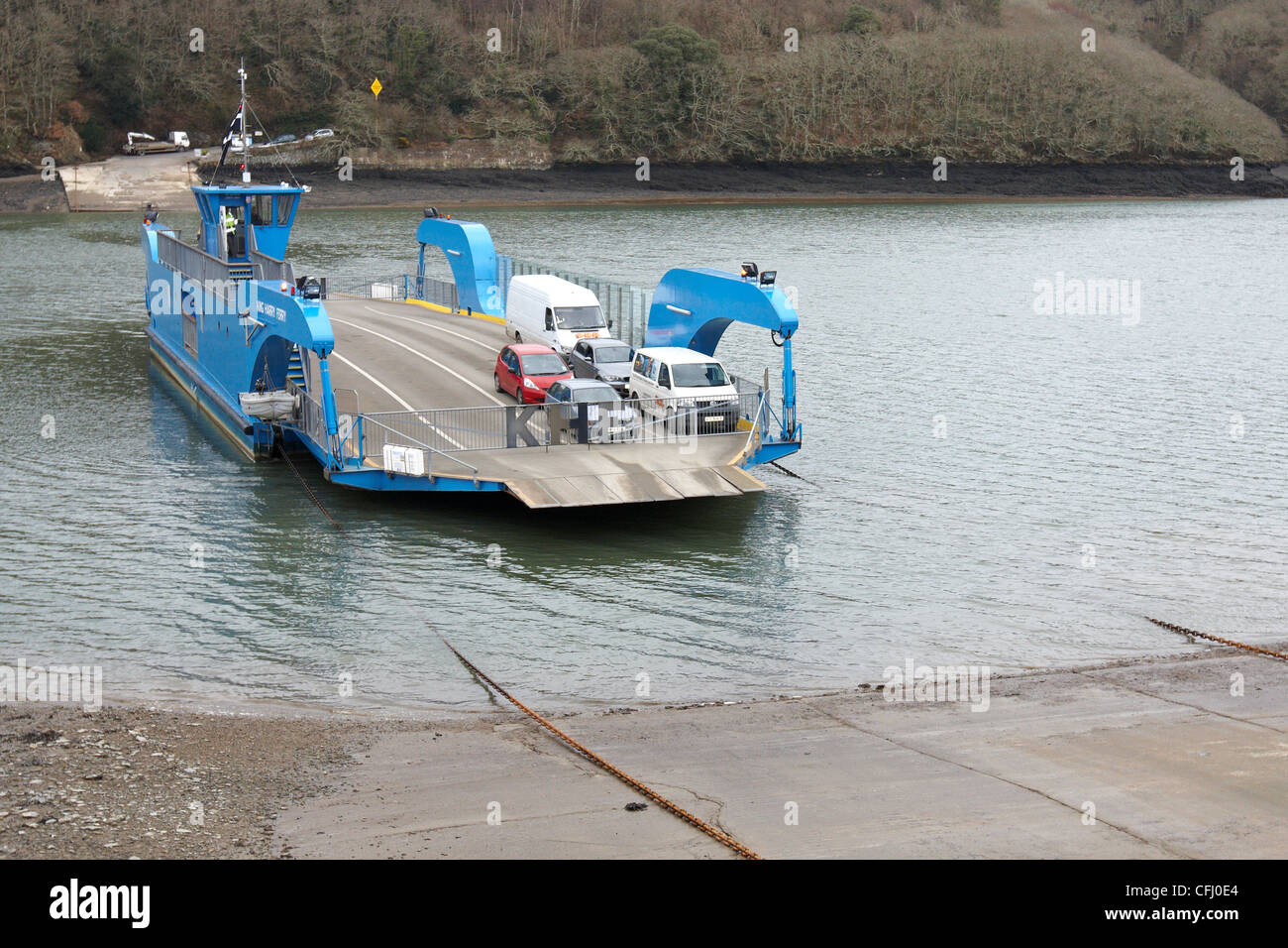 General view of the King Harry chain ferry in Cornwall taken during ...