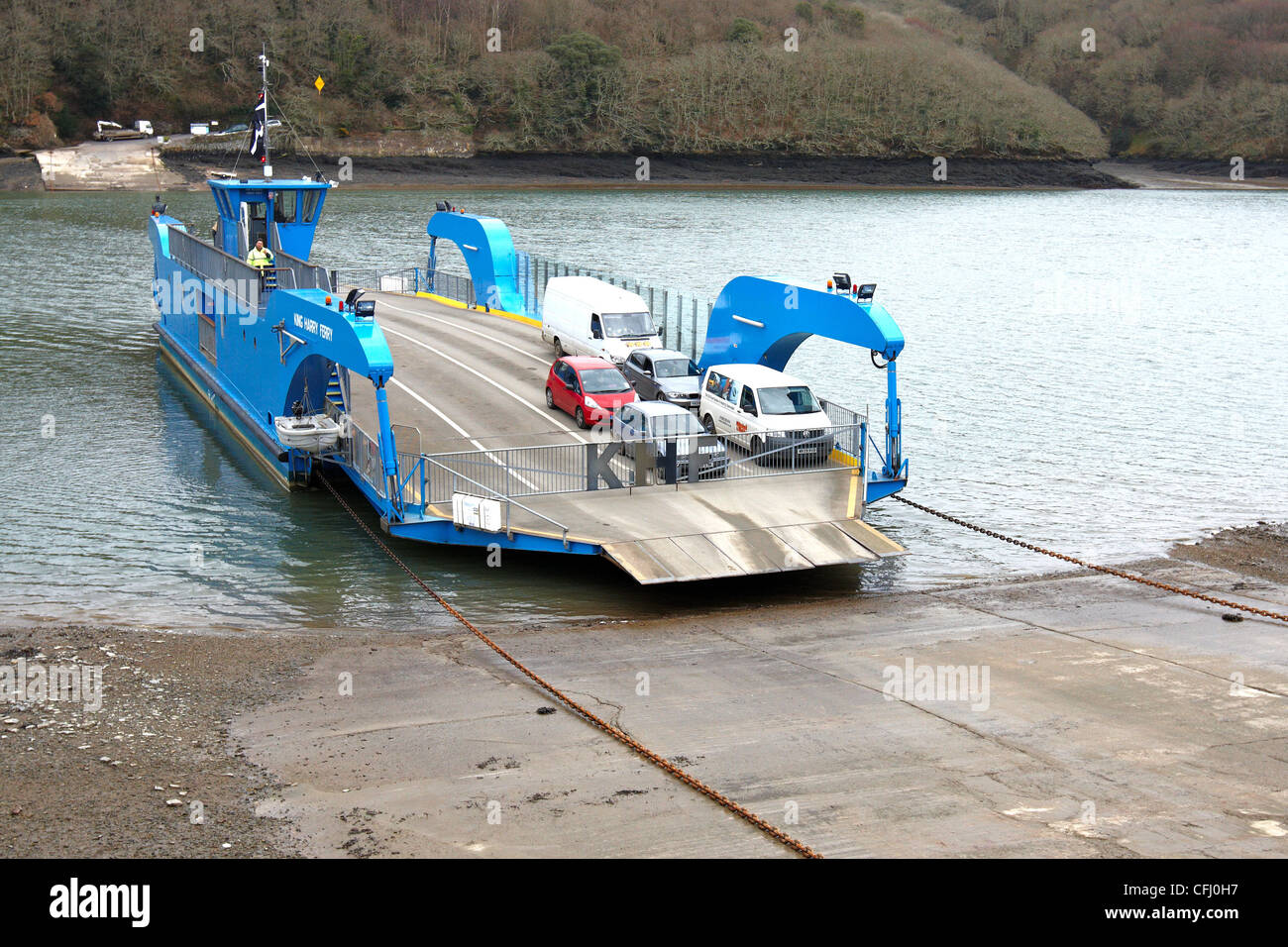 General view of the King Harry chain ferry in Cornwall taken during ...