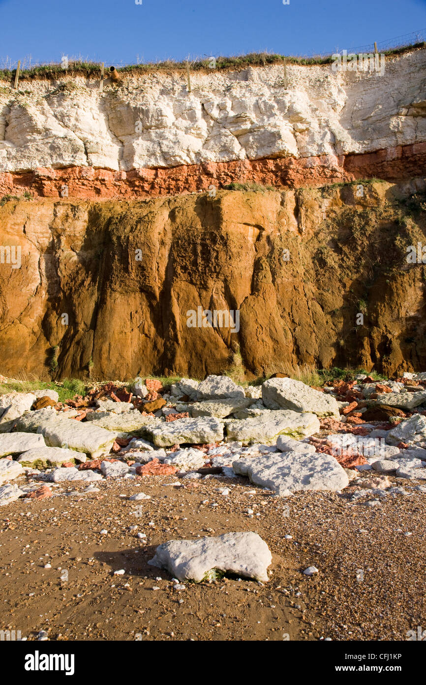Cliffs made of red and white layered sedimentary rock with horizontal ...