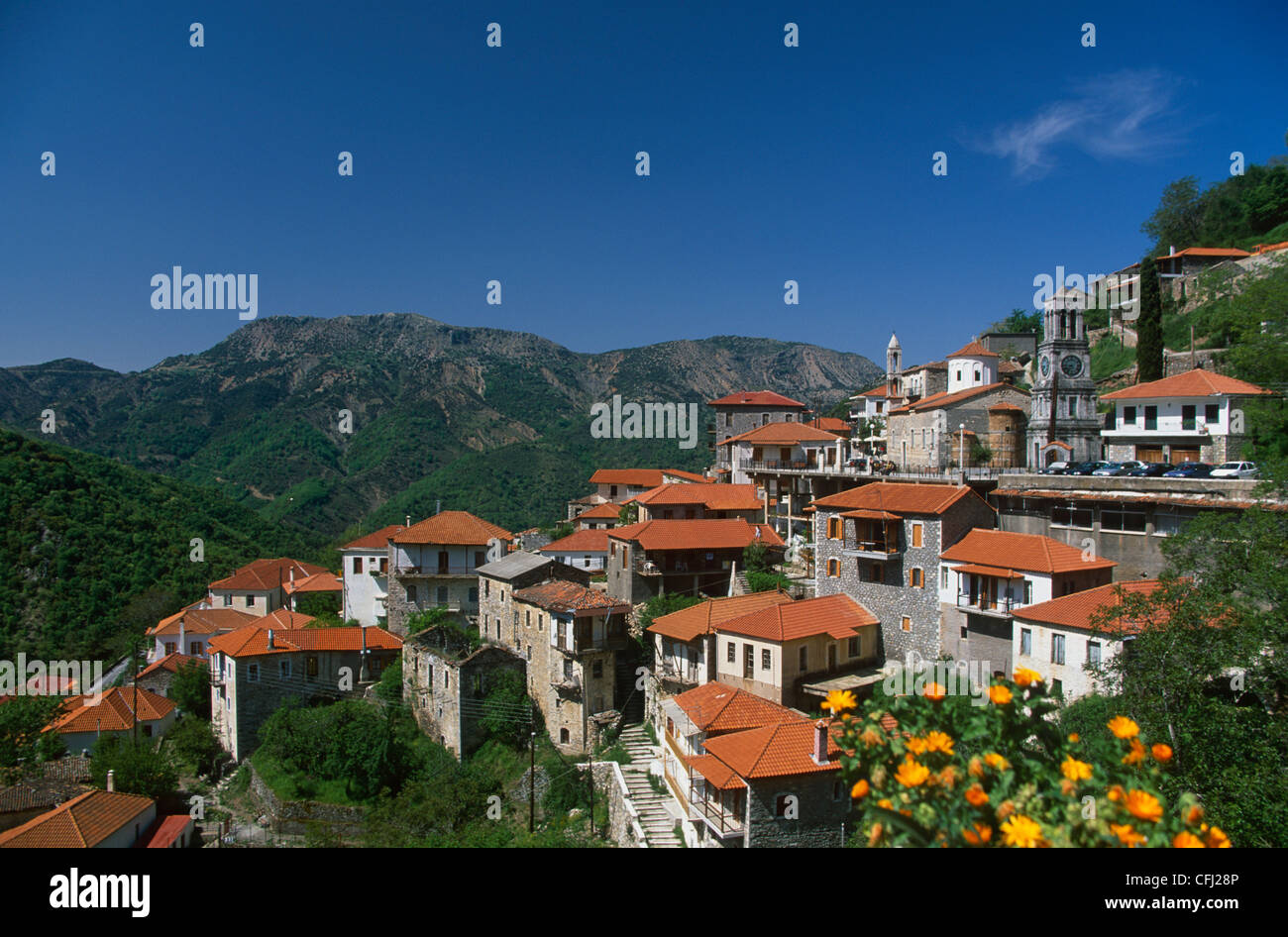 The Mountain Village Langadia in Arkadia Stock Photo - Alamy