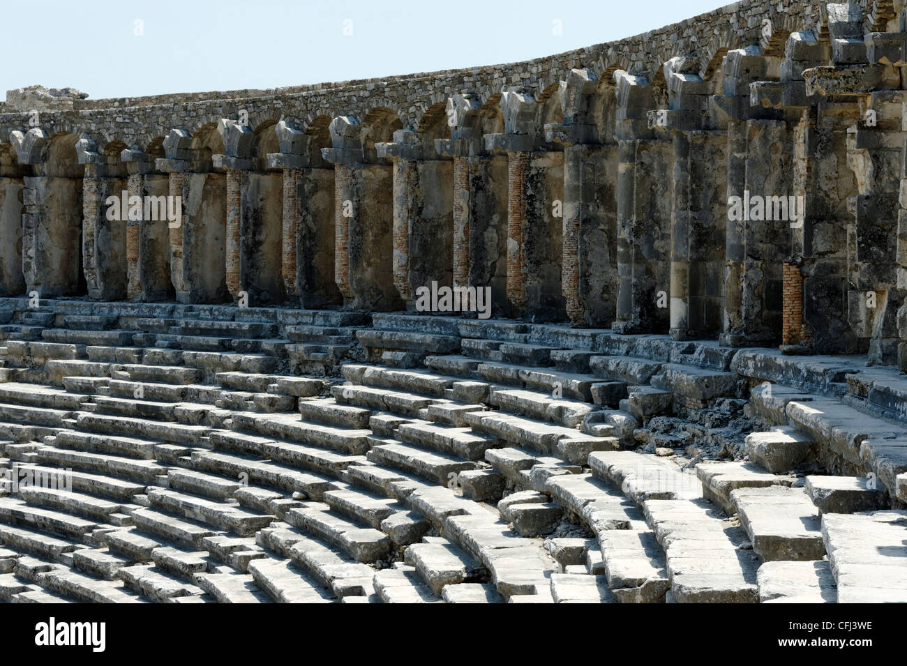Aspendos. Turkey. View of section of the stone seating and the vaulted ...