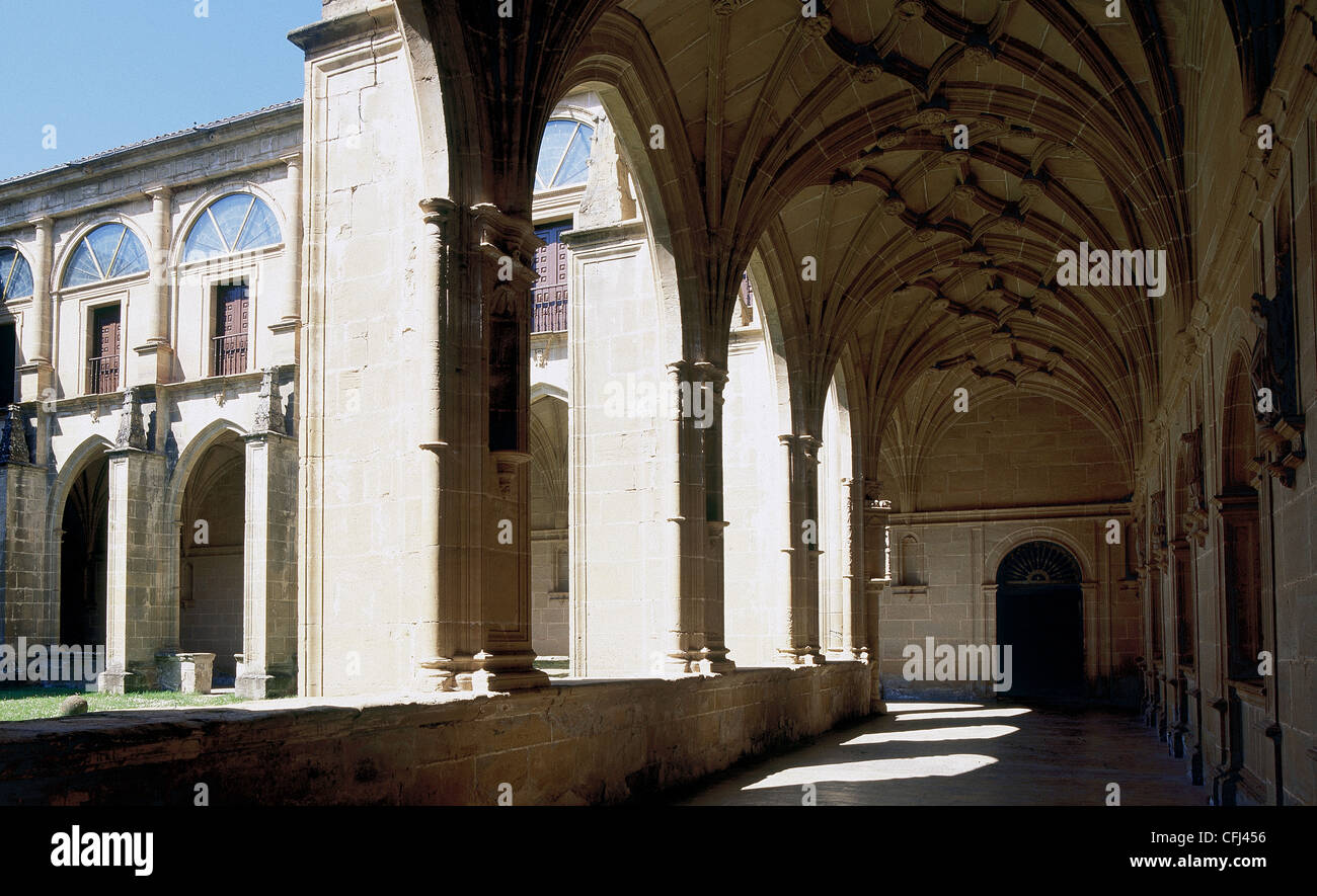 Yuso Monastery. Gothic downstairs gallery of the cloister. San Millan ...