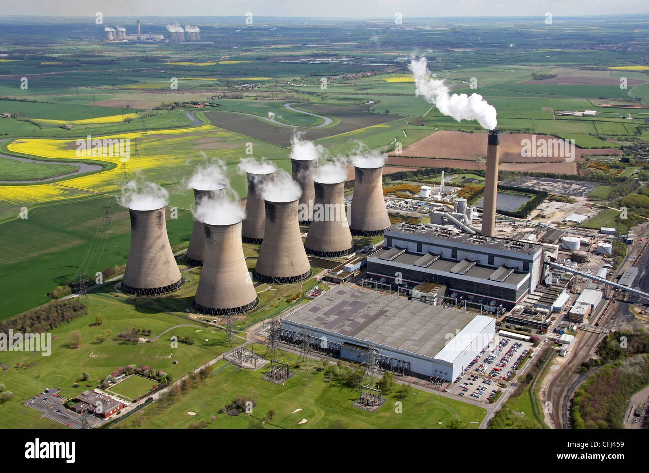 aerial view of Eggborough Power Station, Yorkshire in 2008 working at ...