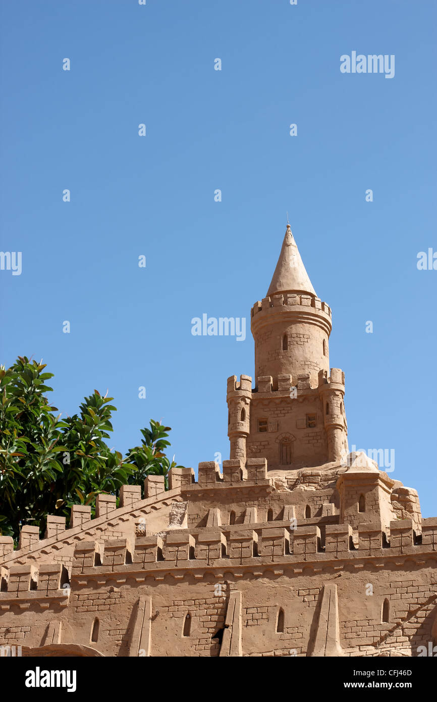 A large and detailed sand castle with blue sky background Stock Photo ...